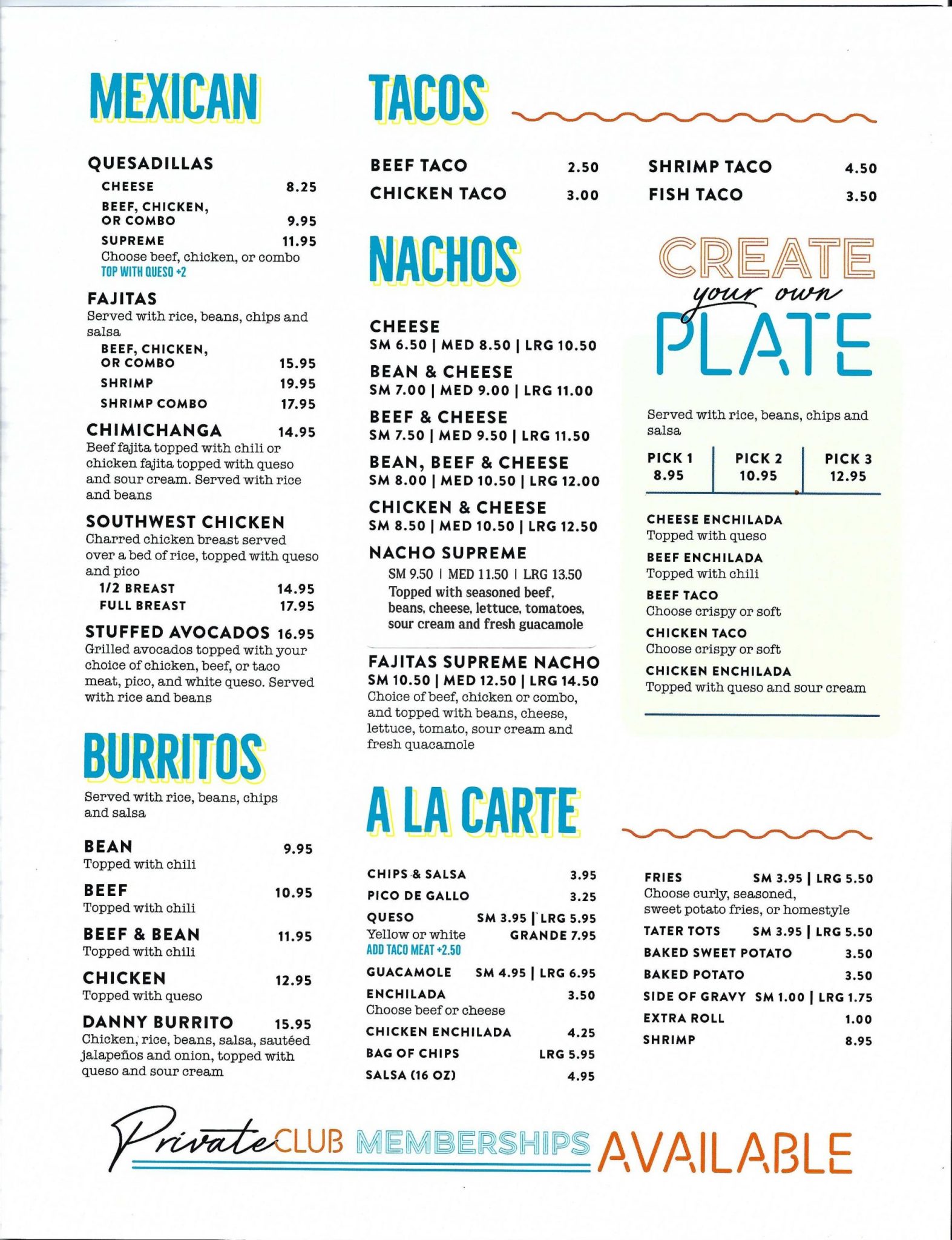 Menu Texas Neon Moon