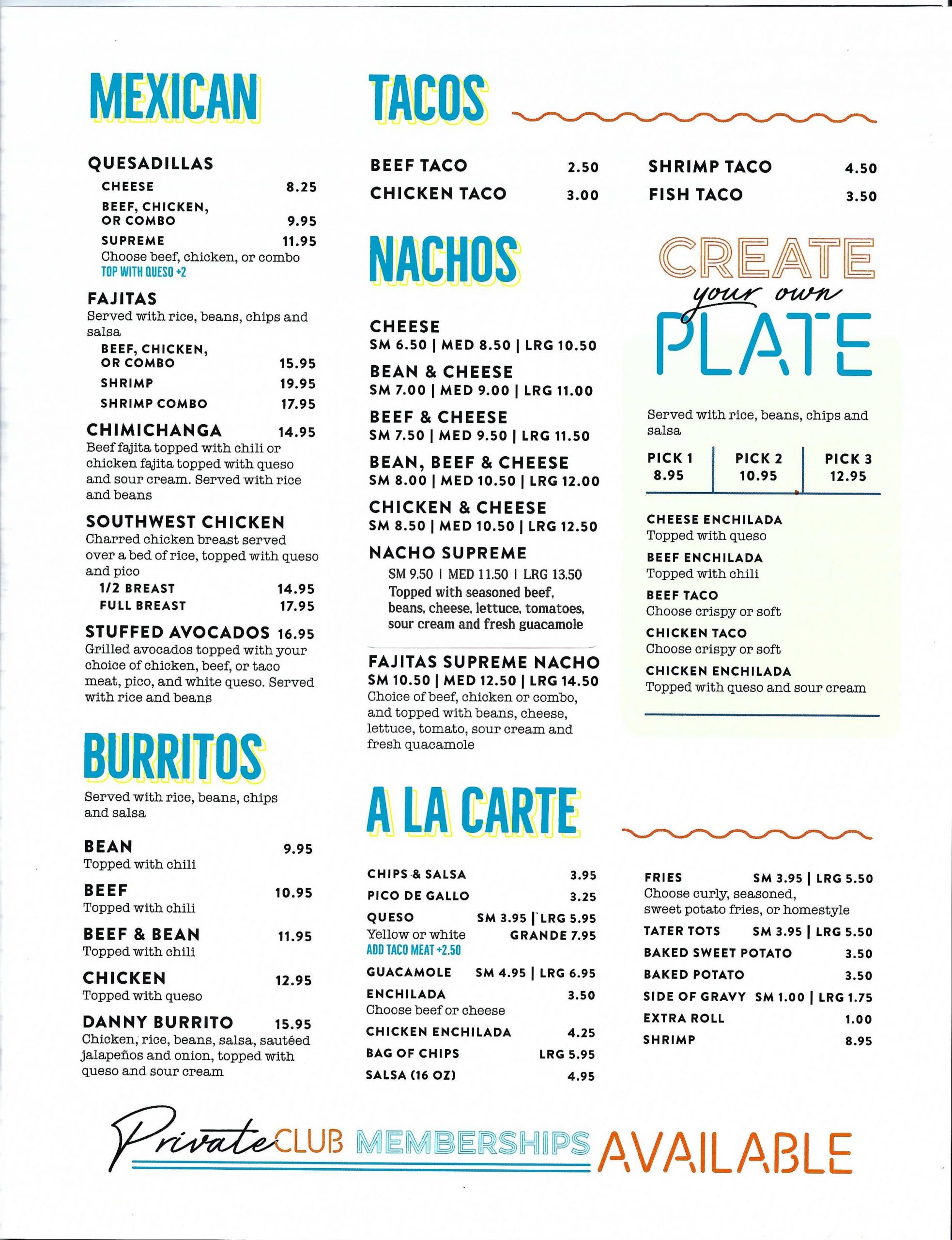 Menu Texas Neon Moon